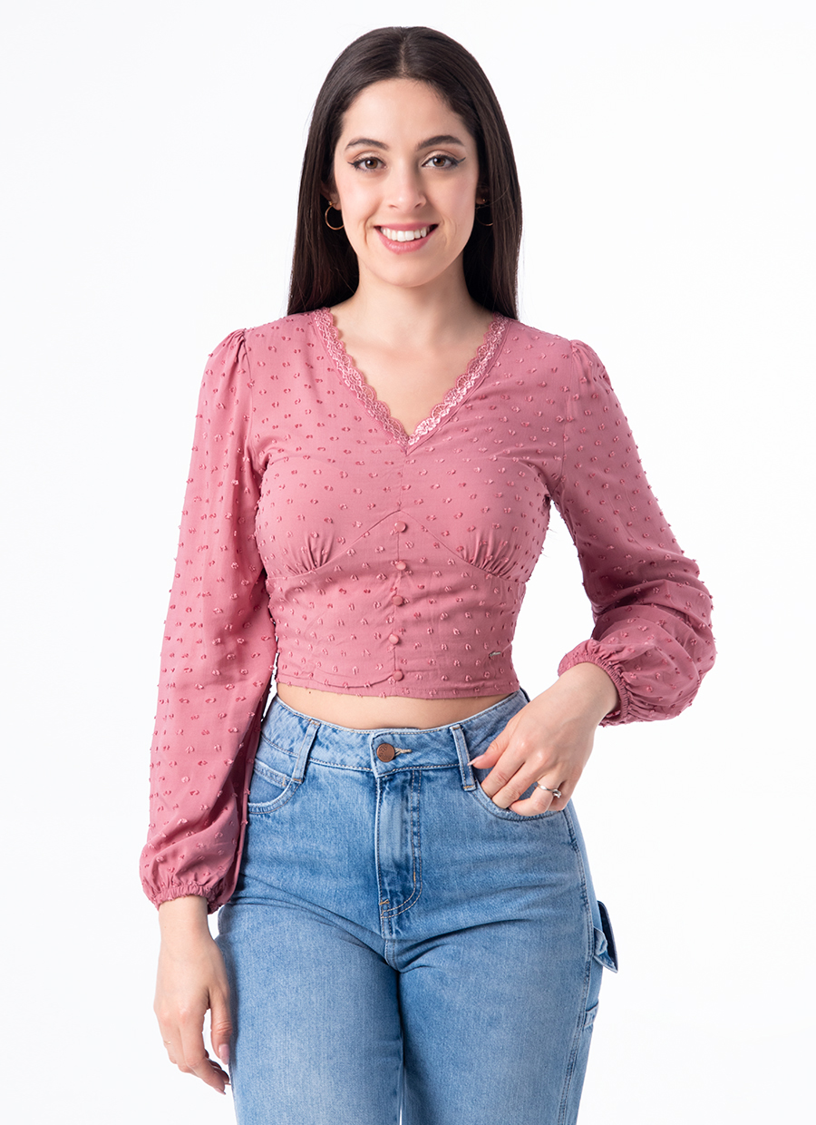 Blusa Chalis Plumeti M/L Griselda Nude Rose | Goccos