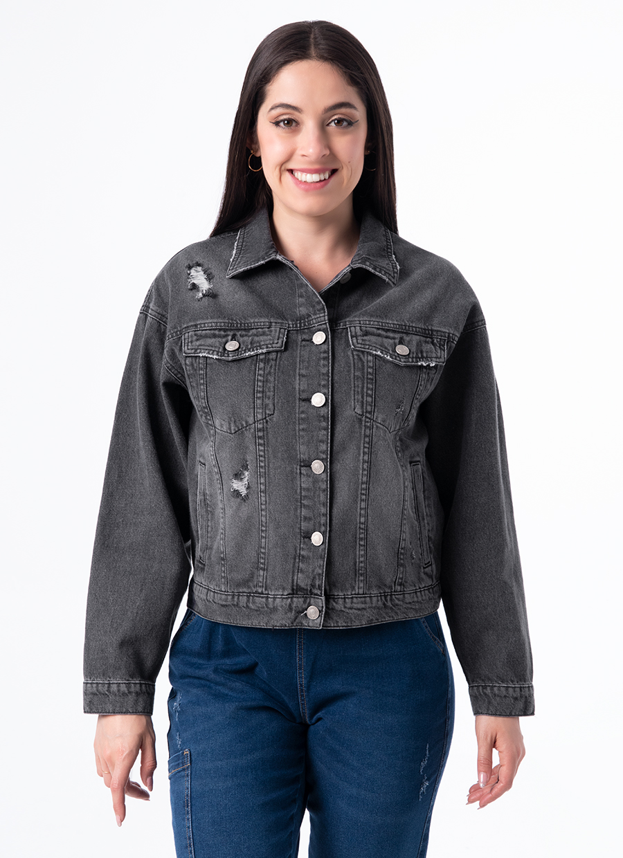 Casaca Oversize Denim Ring Karot T. Gray Dstyr | Goccos