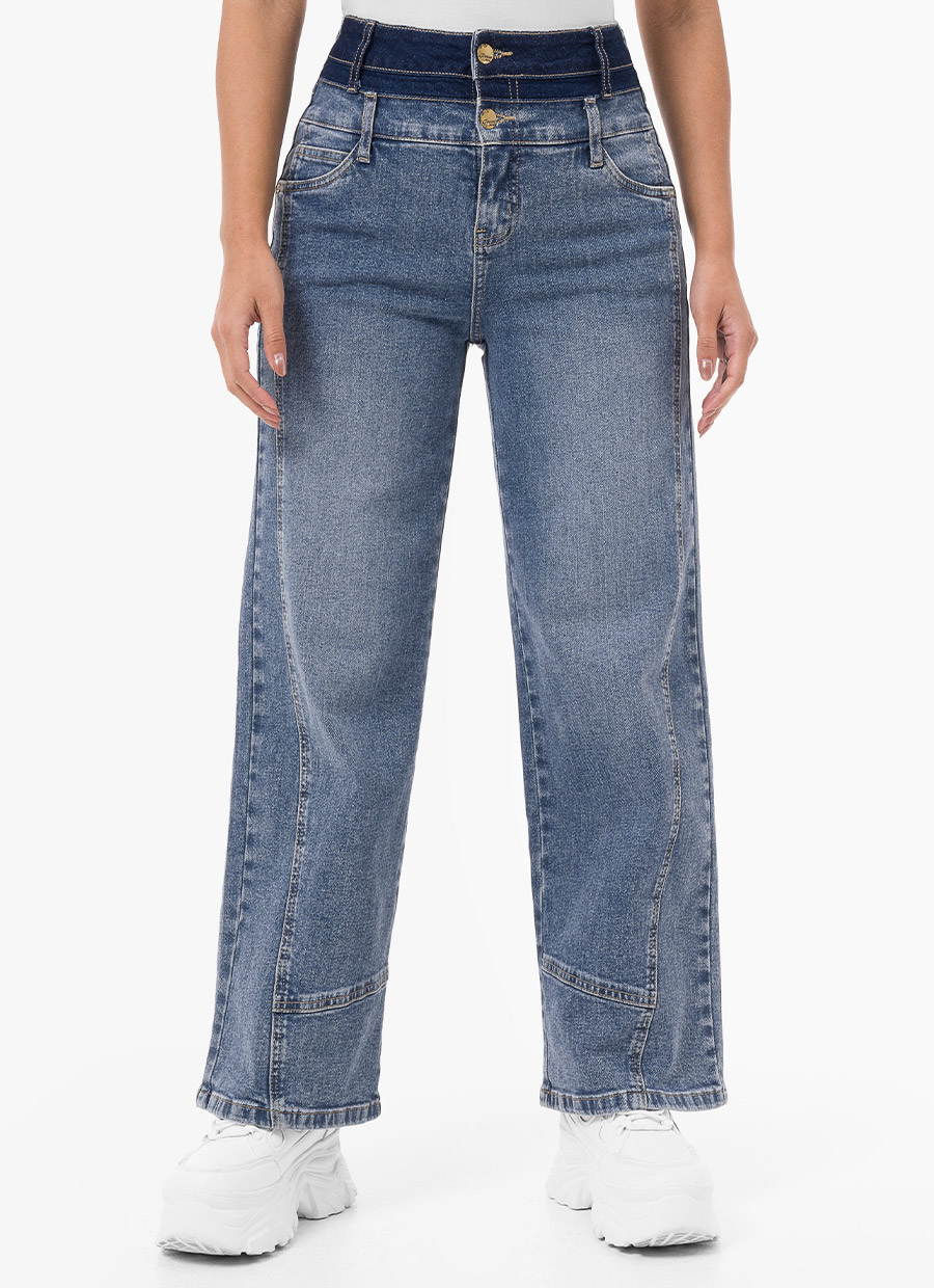 Pantalon Denim Stch. (Wide Leg) Aminax Frost Melange Hb | Goccos
